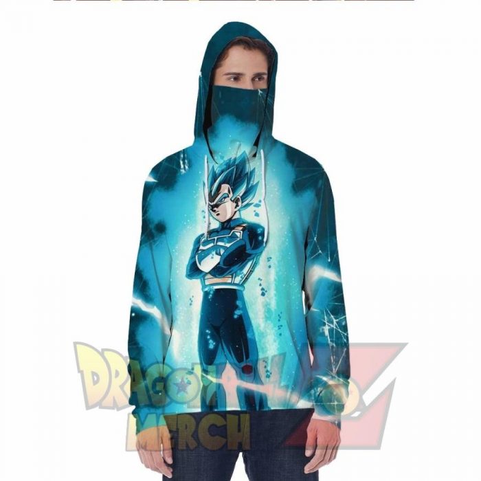 Vegeta Blue Power Hoodie With Face Mask - Dragon Ball Z Store