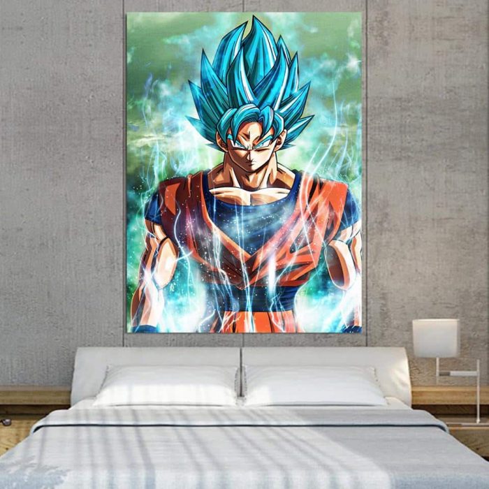 Dragon Ball Goku Super Saiyan God Blue Canvas Print - Dragon Ball Z Store